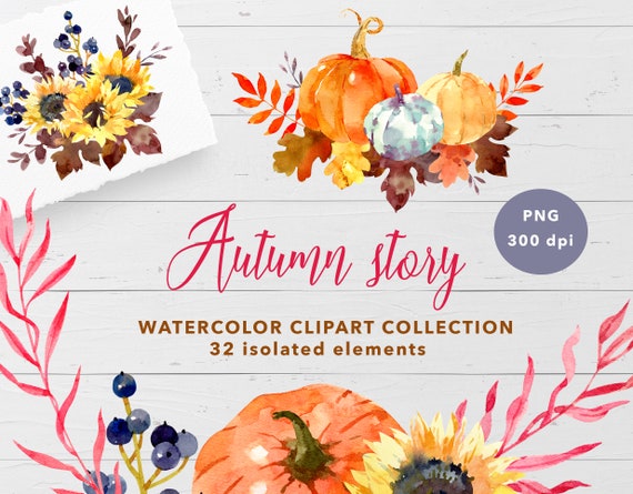 Fall Digital Clipart Autumn Leaves Illustration Fall - Etsy