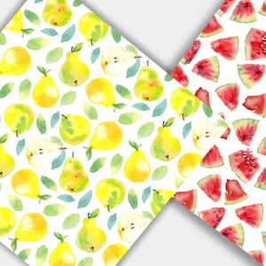 Watercolor Fruits Digital Paper Pack, Seamless Pattern, Scrapbooking ...