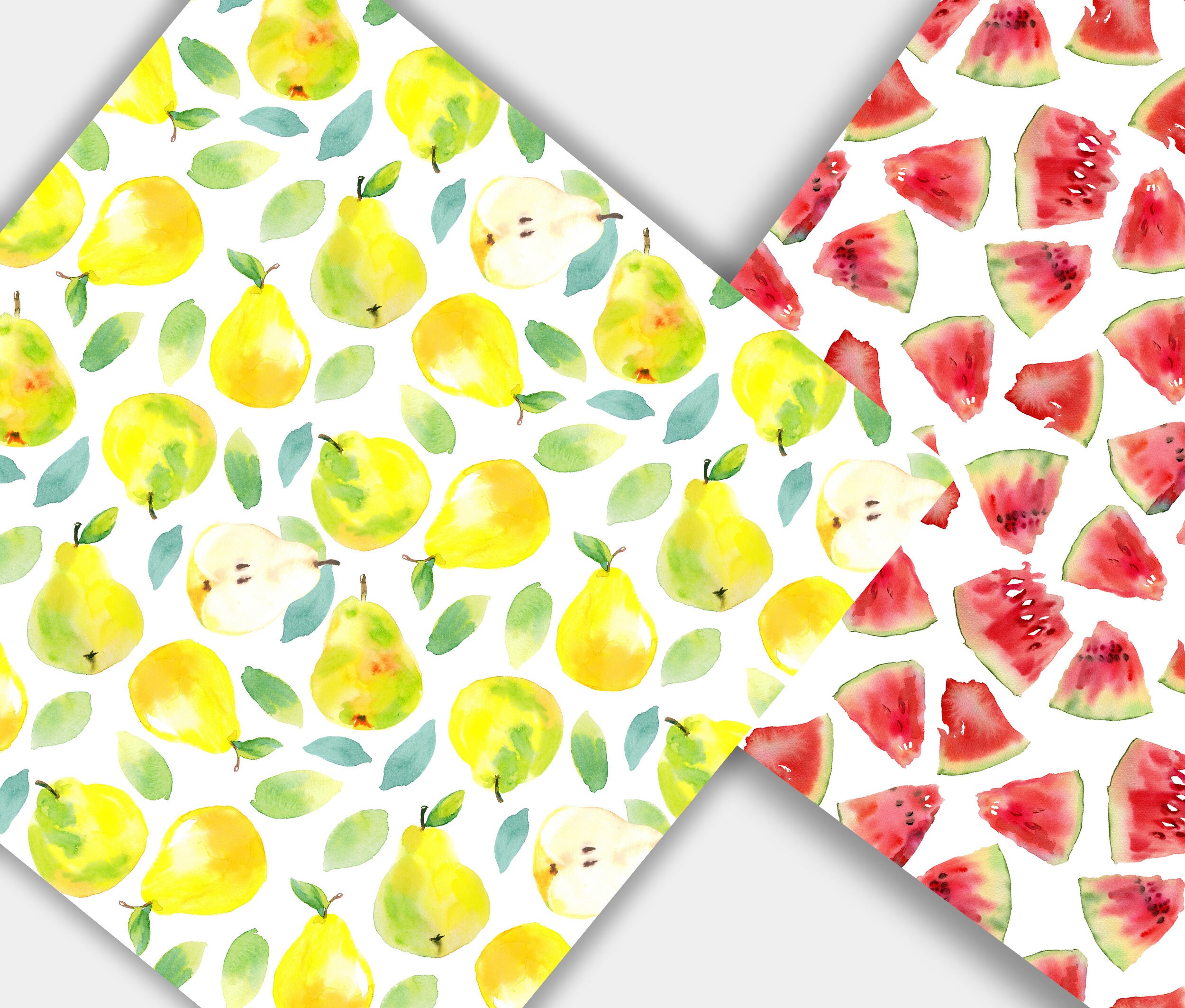 Watercolor Fruits Digital Paper Pack, Seamless Pattern, Scrapbooking ...