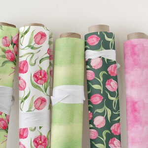 Spring Digital Paper Set. Floral JPEG. Tulips Seamless Pattern ...