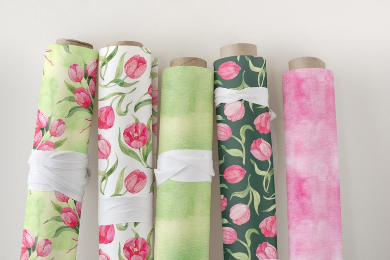 Spring Digital Paper Set. Floral JPEG. Tulips Seamless Pattern - Etsy