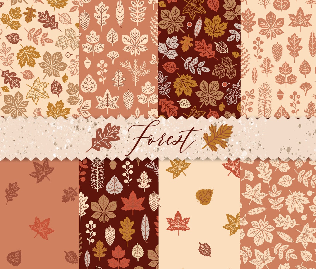 Fall Leaves Digital Paper Pack JPEG Autumn Seamless Pattern ...