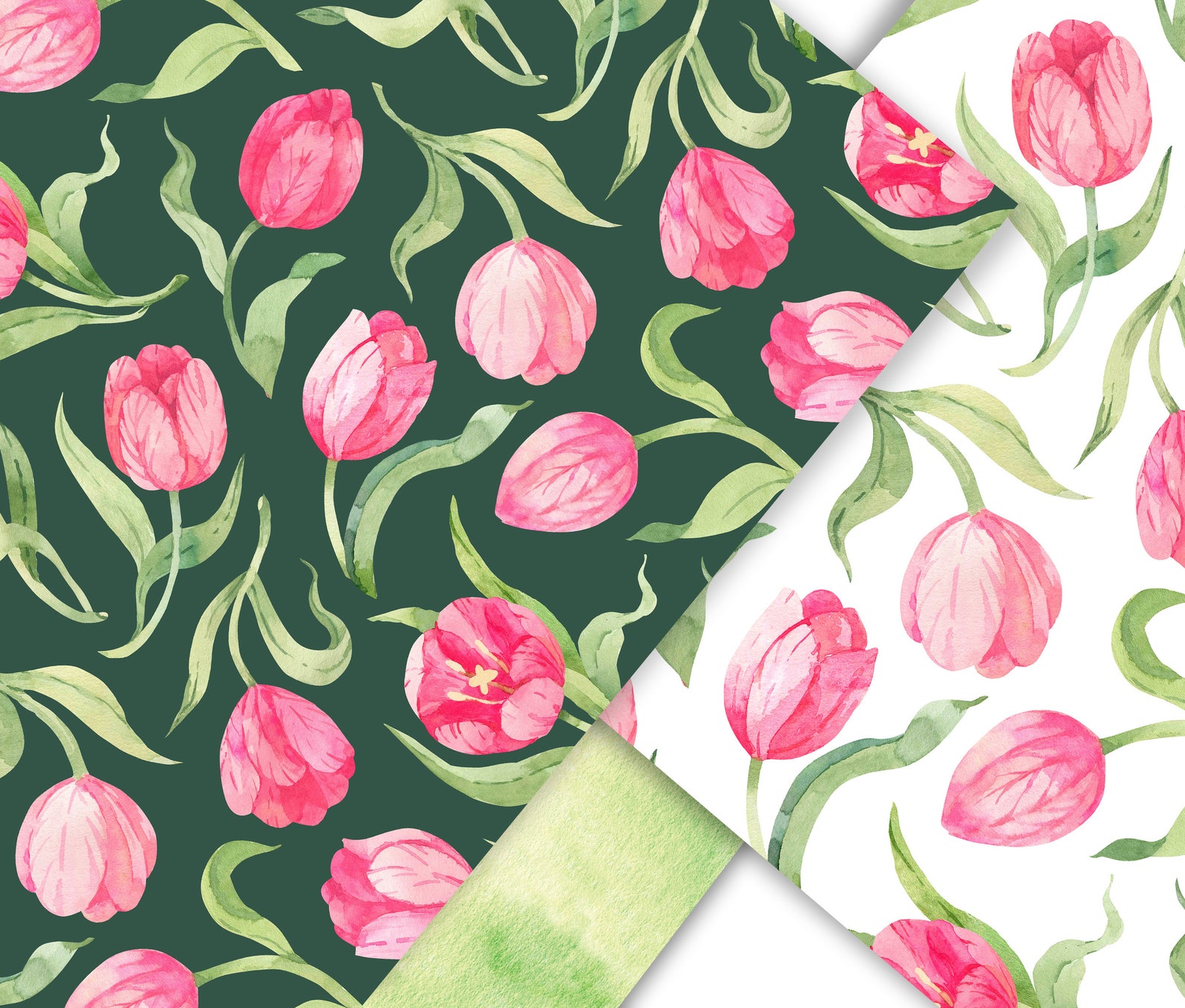 Spring Digital Paper Set. Floral JPEG. Tulips Seamless Pattern - Etsy
