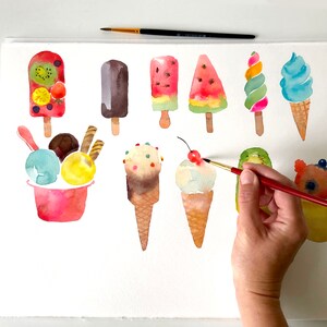 Summer Watercolor Ice Cream Digital Paper Seamless Patterns Set ...