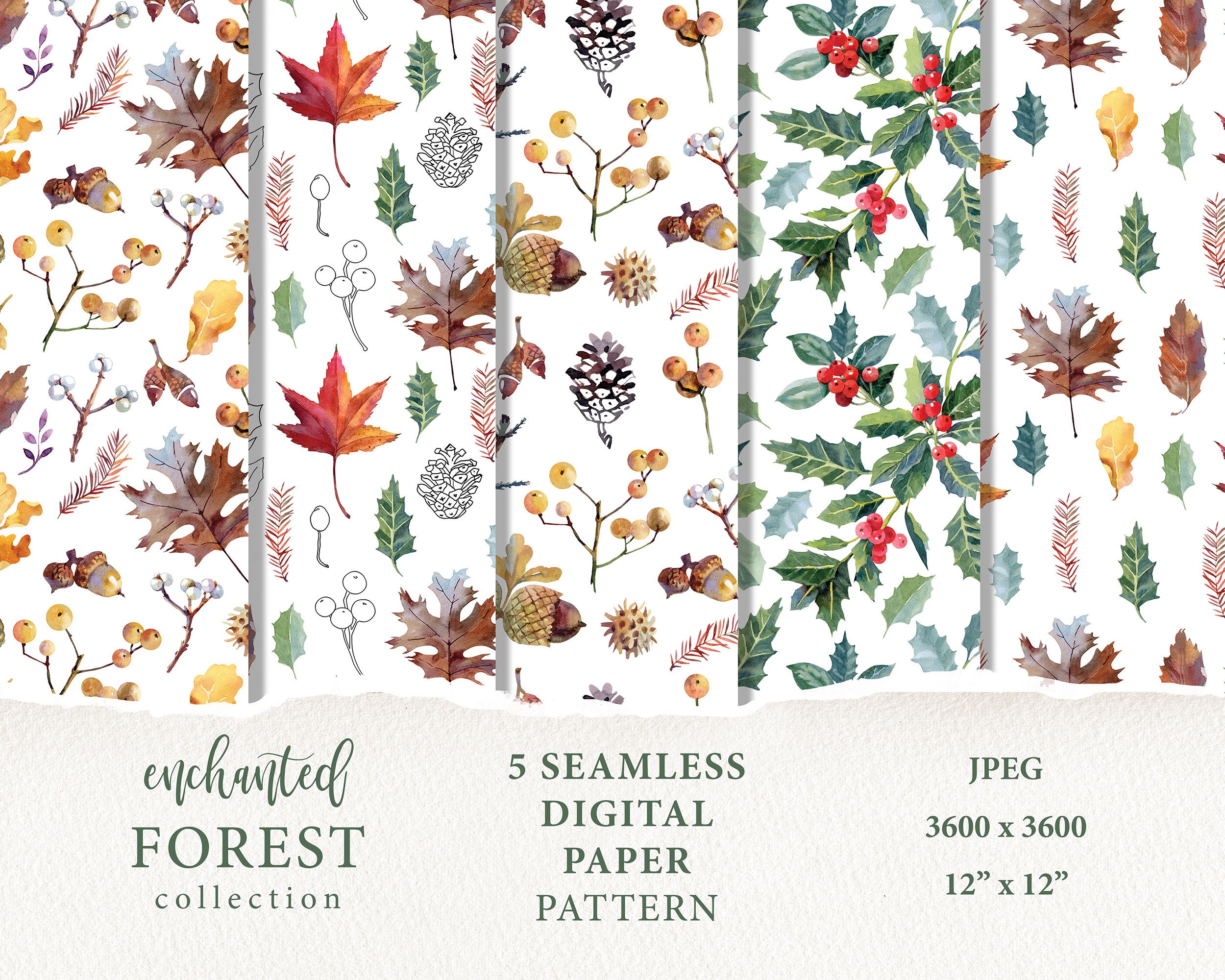 Papercraft seamless pattern Flower background Scrapbooking Watercolor ...