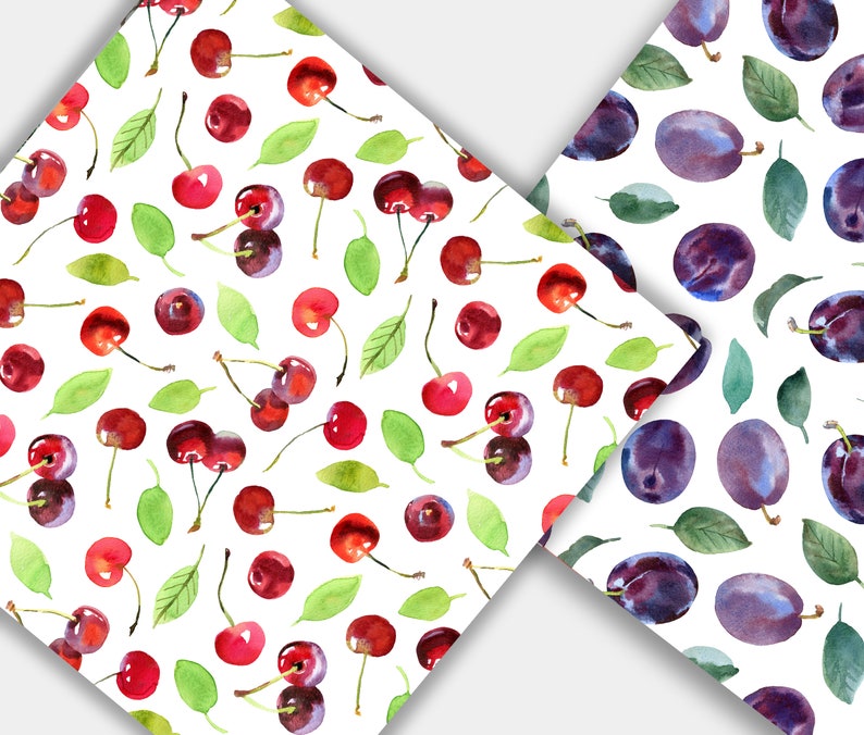 Watercolor Fruits Digital Paper Pack, Seamless Pattern, Scrapbooking ...