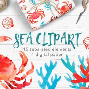 Ocean Clip Art PNG. Beach Clipart and Digital Paper. Summer Seamless ...