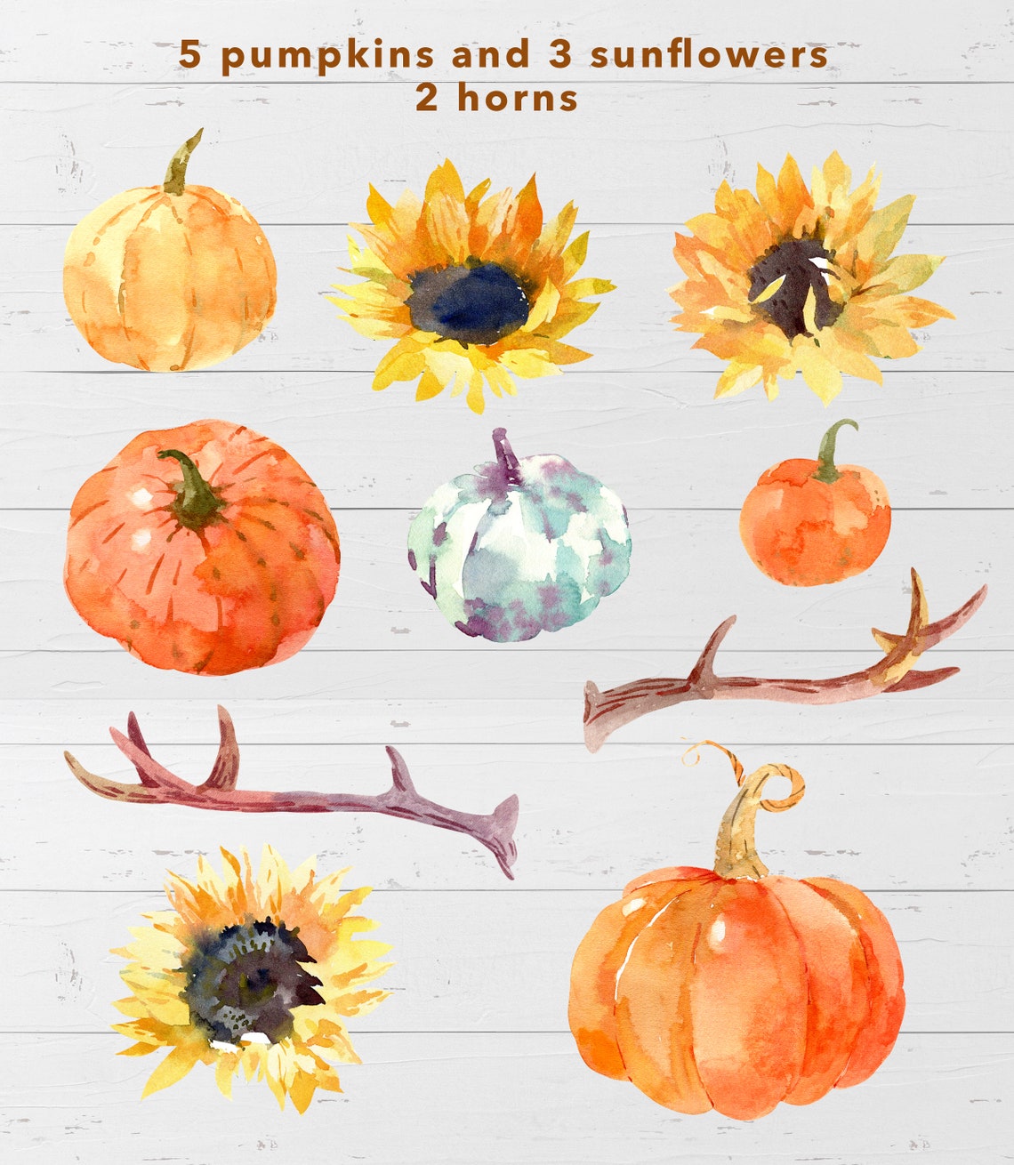 Fall Digital Clipart, Autumn Leaves Illustration, Fall Watercolor ...