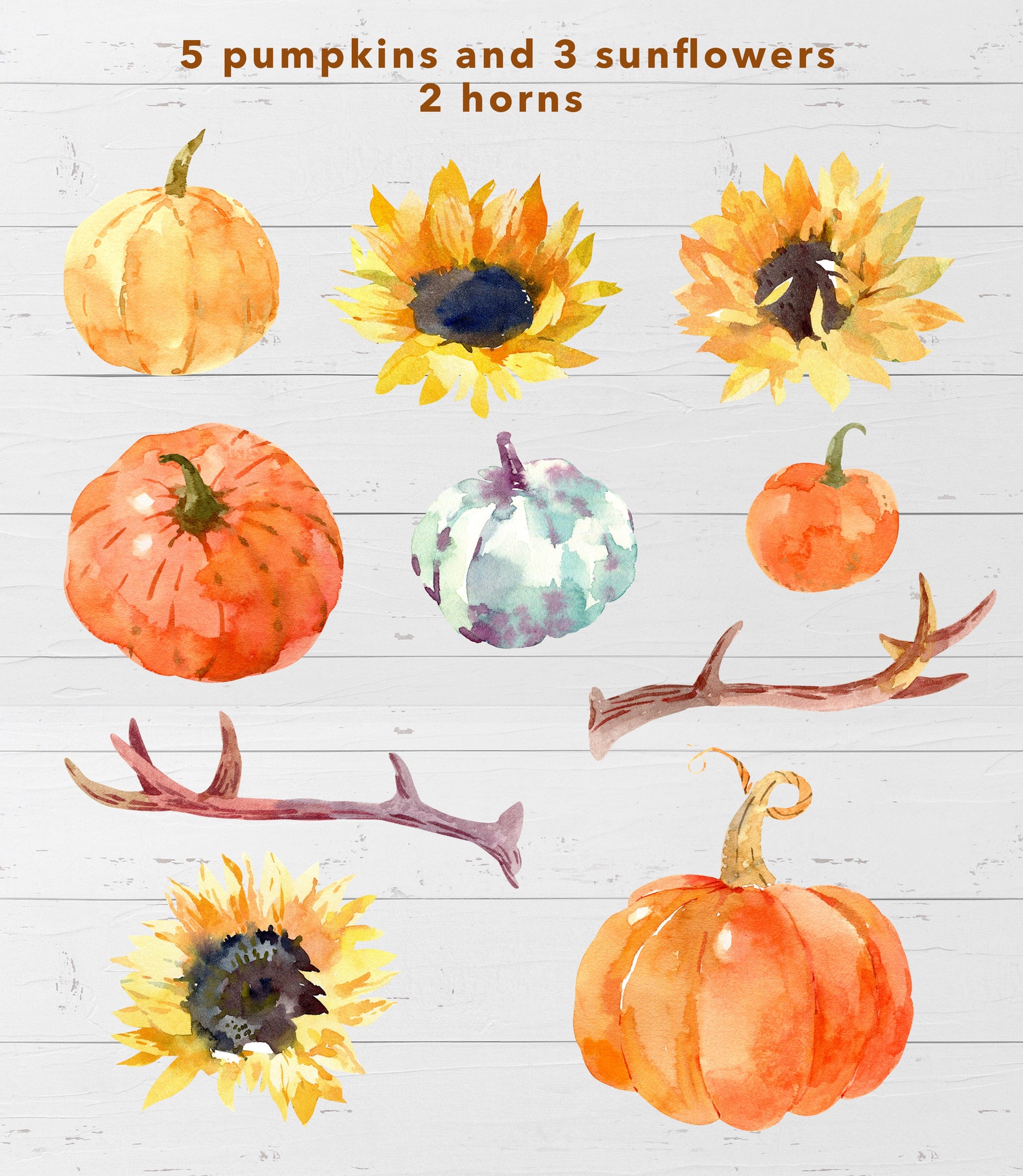 Fall Digital Clipart, Autumn Leaves Illustration, Fall Watercolor ...