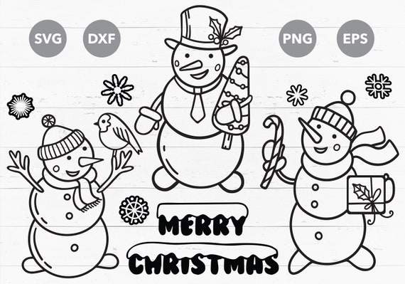 Snowman SVG Clipart Collection. Dxf Eps PNG Merry Christmas - Etsy