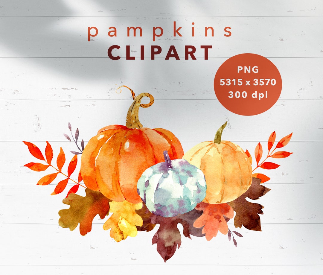 Pumpkin Clipart, Thanksgiving Clipart PNG Watercolor Autumn Leaf ...
