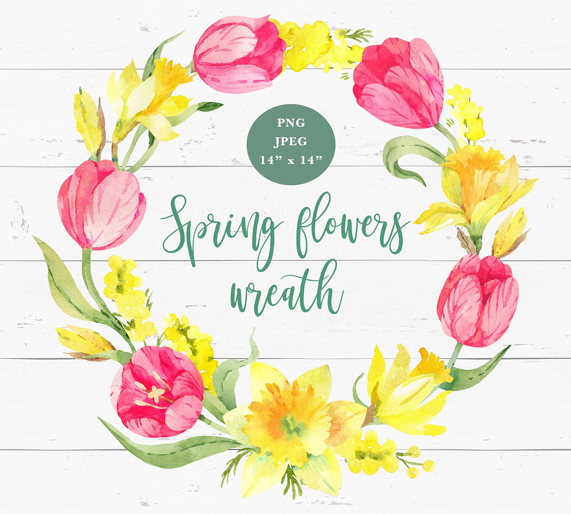 Calligraphy Spring Floral romantic. invitations Easter wreath clipart ...