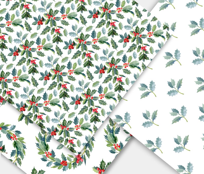 Winter Watercolor Christmas Digital Paper Seamless Patterns - Etsy