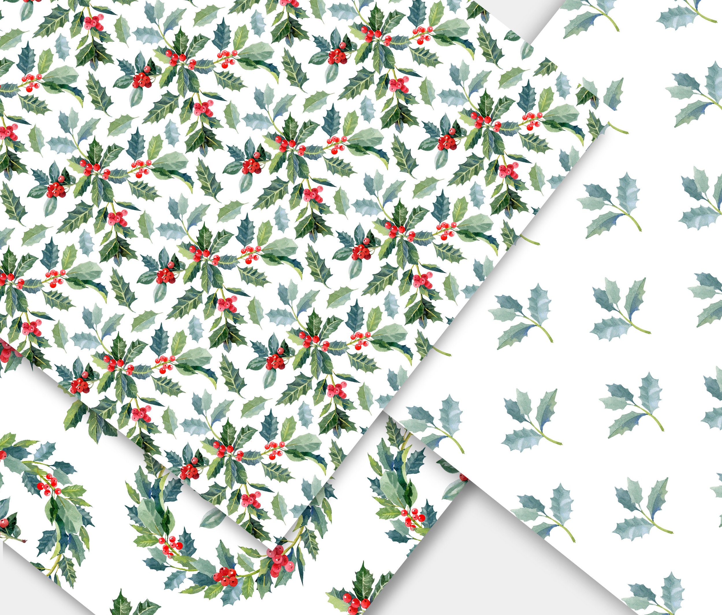 Winter Watercolor Christmas Digital Paper Seamless Patterns - Etsy