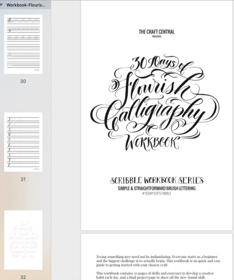 Flourish Calligraphy Printable Workbook Lettering Practice Guide ...