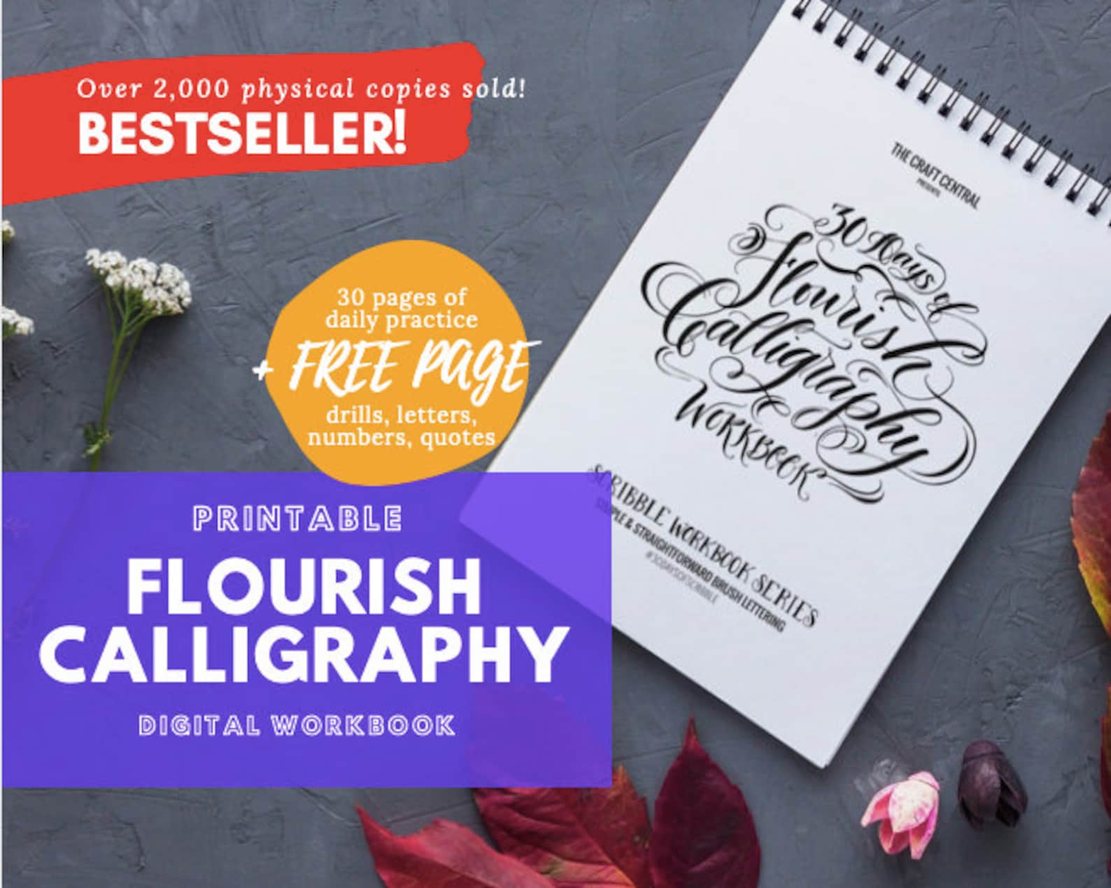 Flourish Calligraphy Printable Workbook Lettering Practice Guide ...
