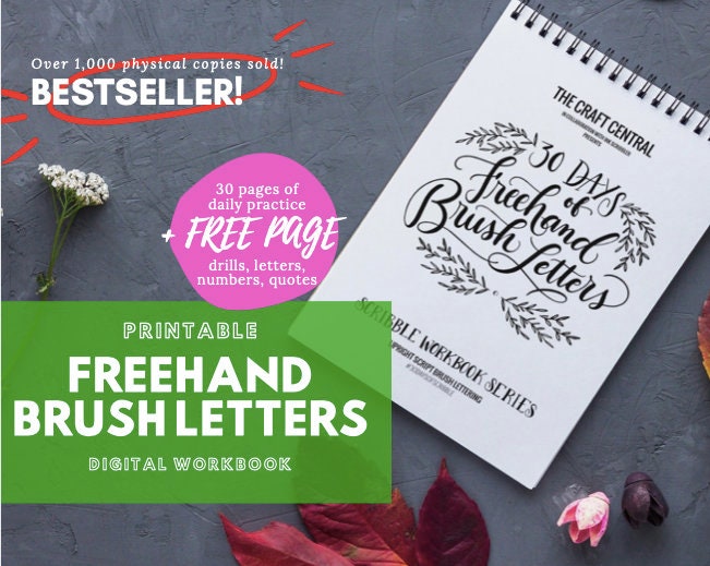 Freehand Brush Calligraphy Printable Workbook Brush Lettering Practice ...