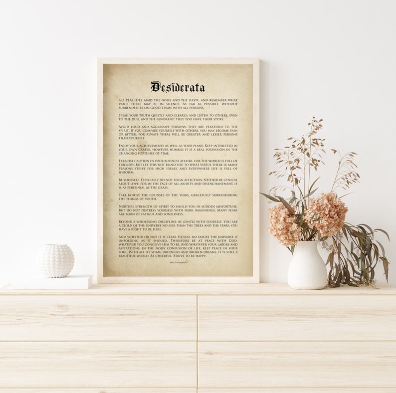 Desiderata Max Erhmann Poem Downloadable Digital Wall Art Print Old ...