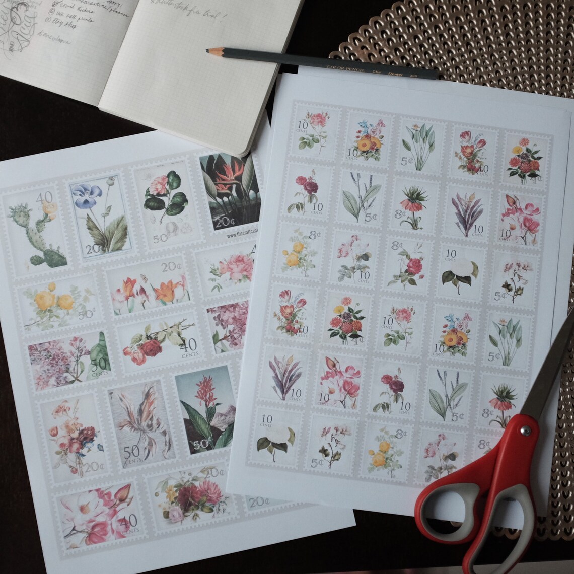 Vintage Faux Printable Stamps Collection Journaling Junk - Etsy