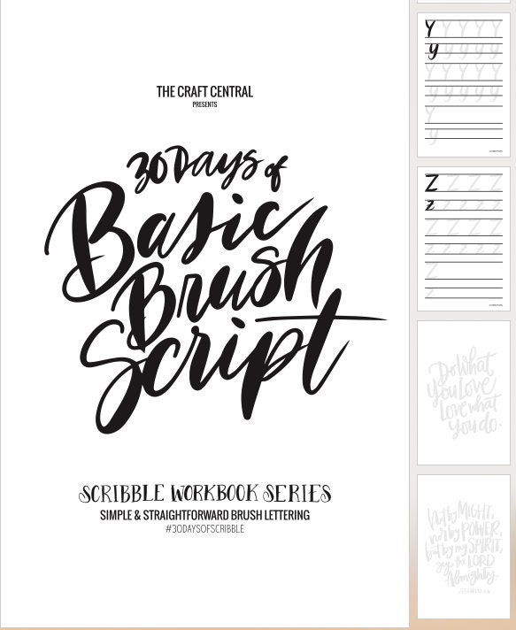 Basic Brush Script Calligraphy Printable Workbook Brush Lettering ...