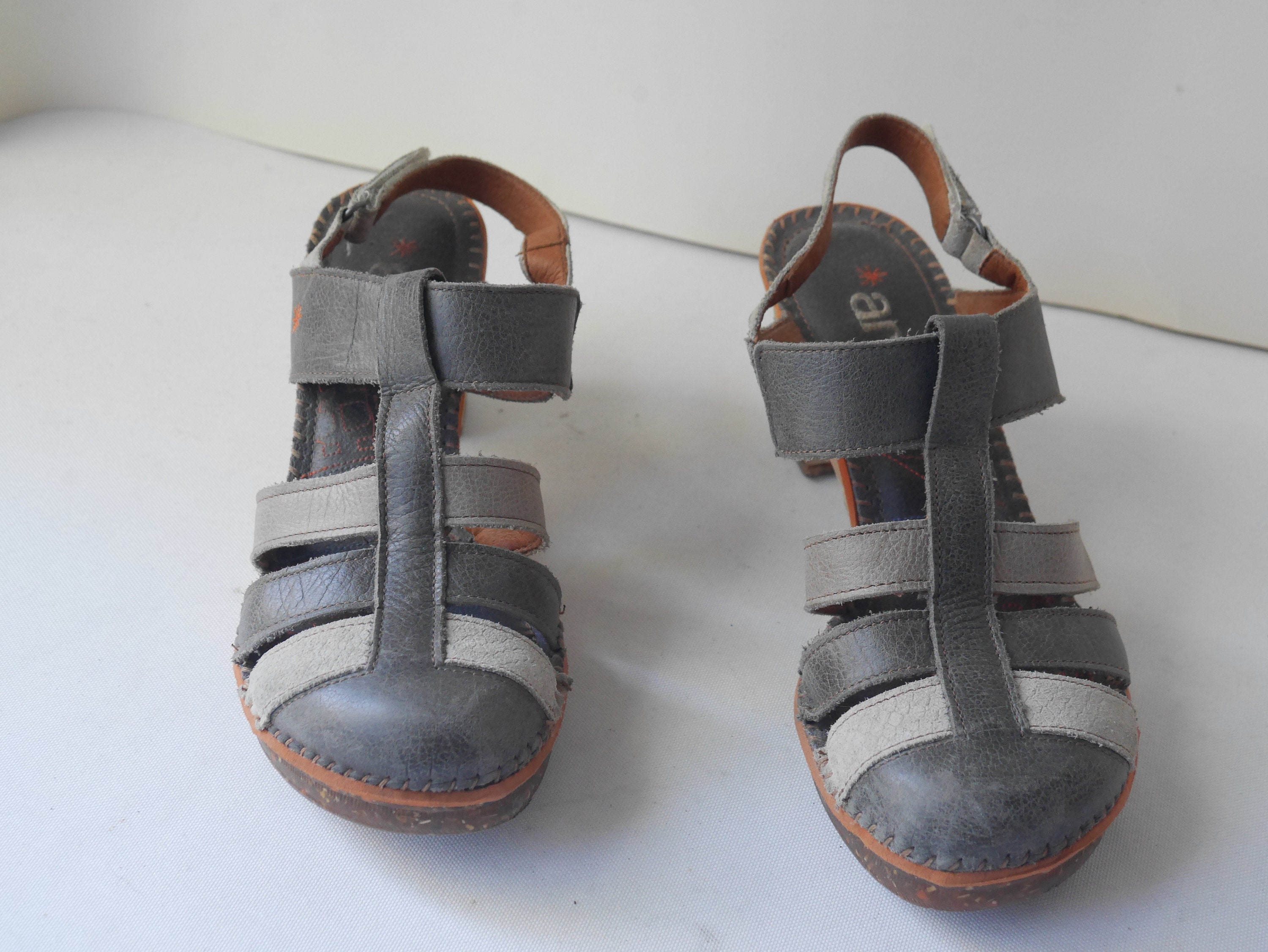 Leather Wooden Clogs Sandals the Art Company Clogs Rubber Platform ...