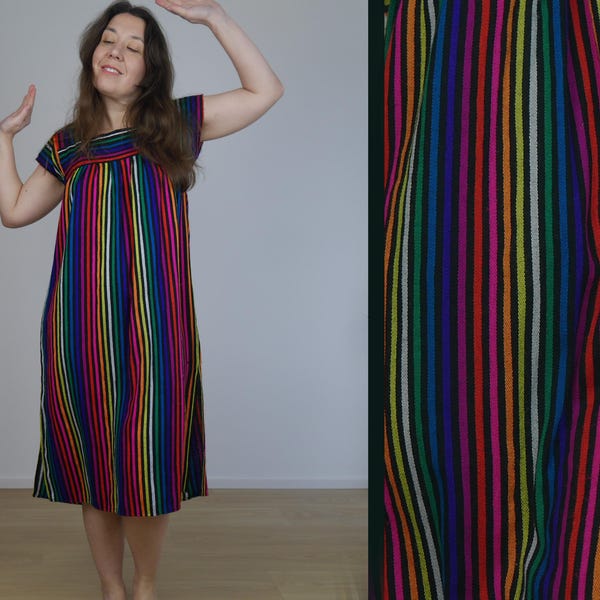 Rainbow Stripe Dress - Etsy