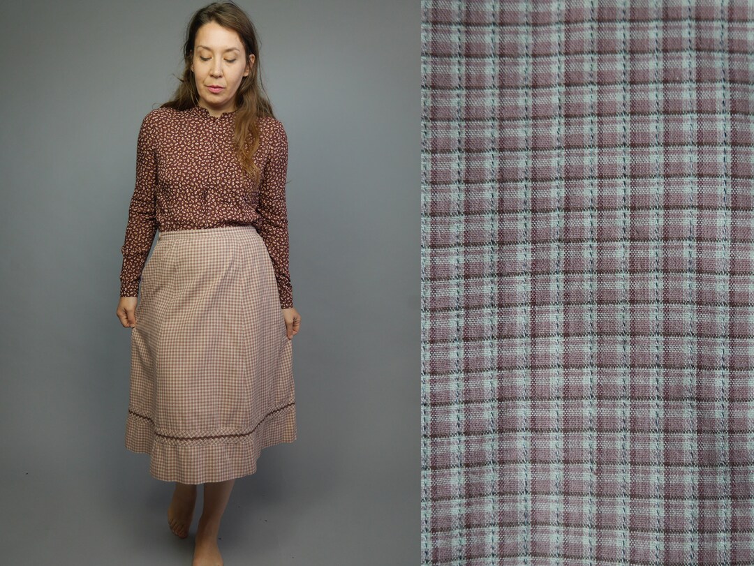 Peasant Plaid Print A Line Skirt Country Skirt Prairie Festival Skirt ...