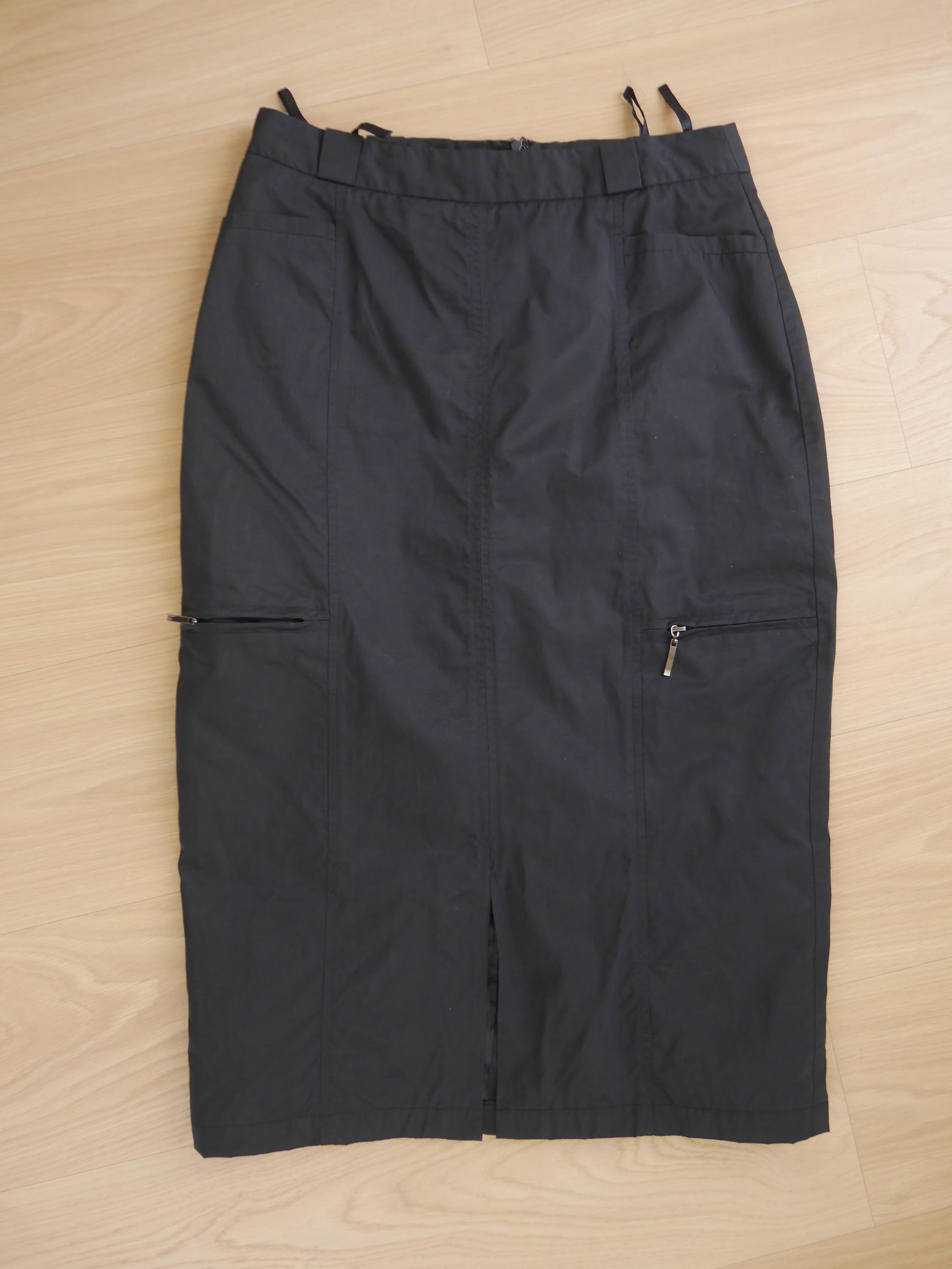 Long Rave Style Pocket Skirt Midi Shell Fabric Skirt 90s Straight Skirt by BIAGGINI MEDIUM - Etsy