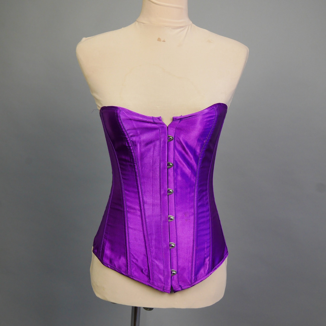 Purple Satin Corset Tight Lacing Corset Gown Event Evening Corset Xs