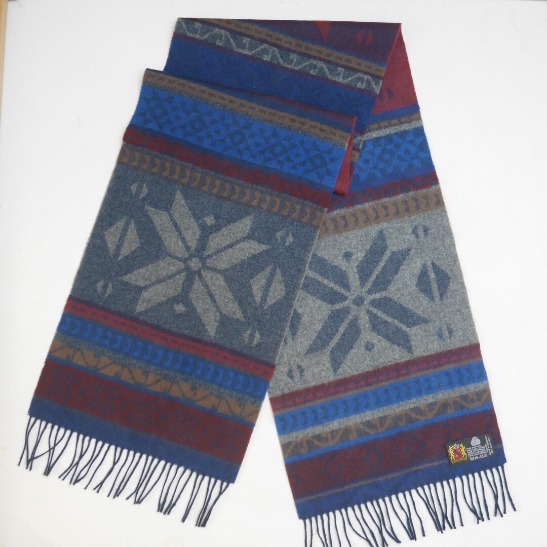Scandinavian Scarf Nordic Star Print Scarf Pure New Wool Bright ...
