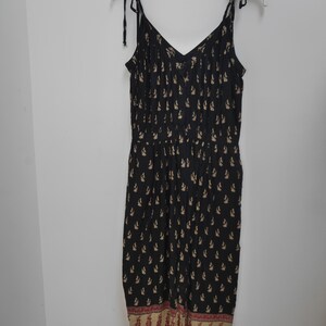 Black Sundress Peasant Country Dress Ethnic Border Print Summer Dress ...