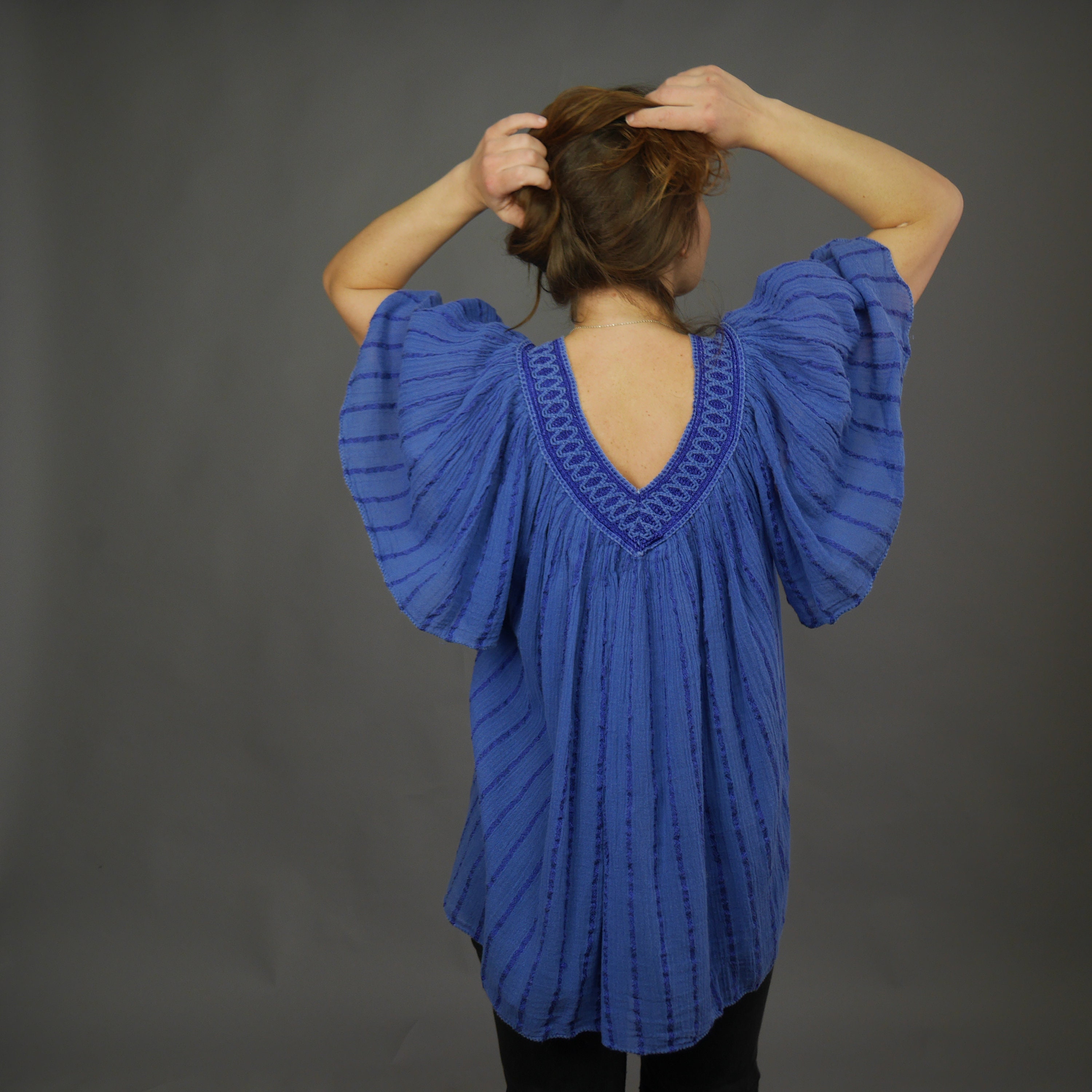 Vintage Blue Greek Gauze Tunic Mini Summer Dress Angel Sleeves - Etsy