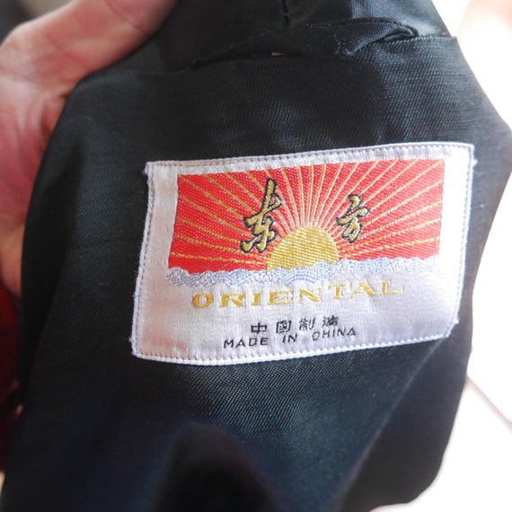 Blue black Chinese lounge robe Satin kimono Smoking j… - Gem