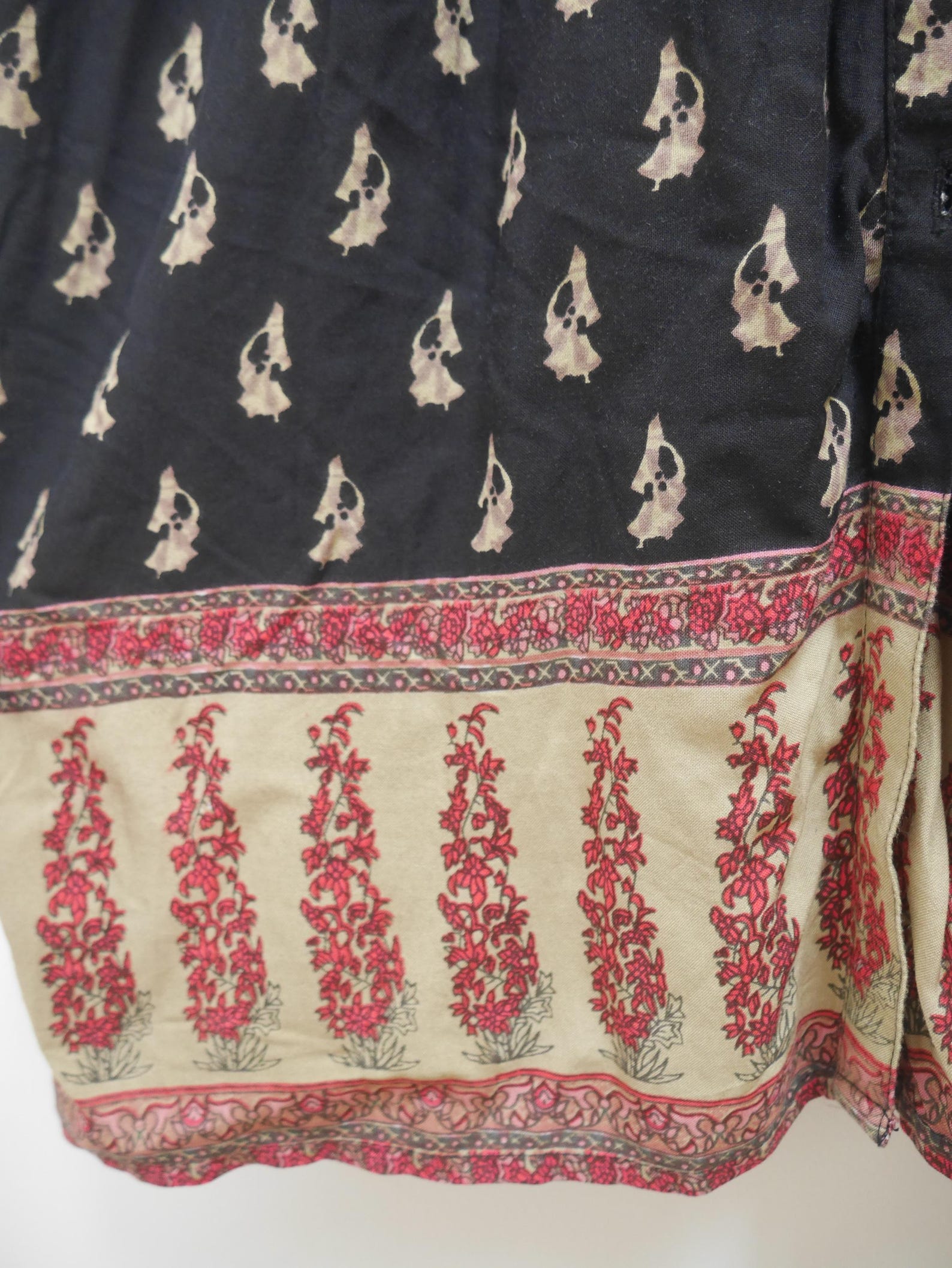 Black Sundress Peasant Country Dress Ethnic Border Print Summer Dress ...