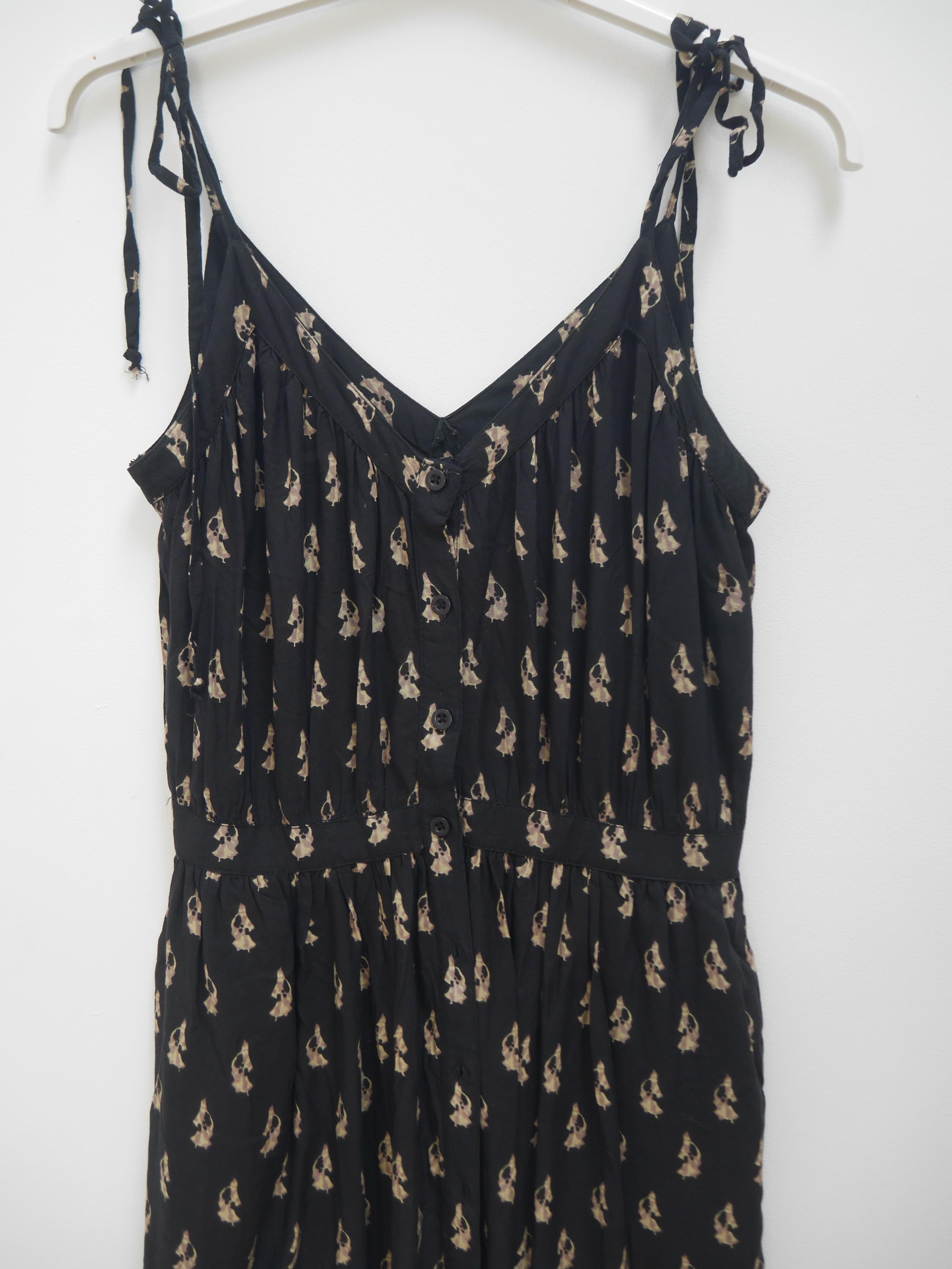 Black Sundress Peasant Country Dress Ethnic Border Print Summer Dress ...