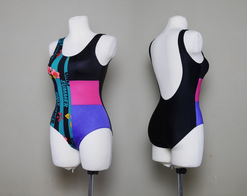 High Leg Vintage 1980s Swimsuit Glam 80s One Piece Tank Etsy