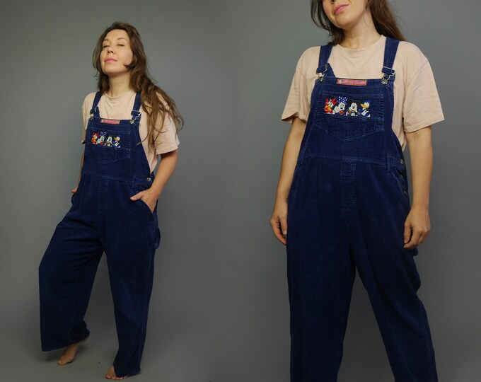 Blue Corduroy Overalls VTG 80s by Mickey Mouse SIZE L - Etsy