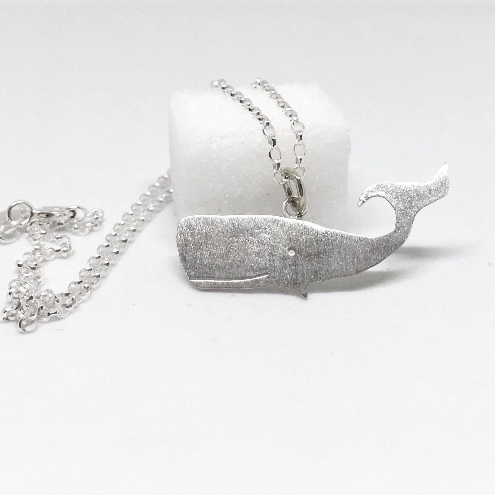 Sterling Silver Whale Necklace - Whale Pendant - Whale Charm - Ocean ...