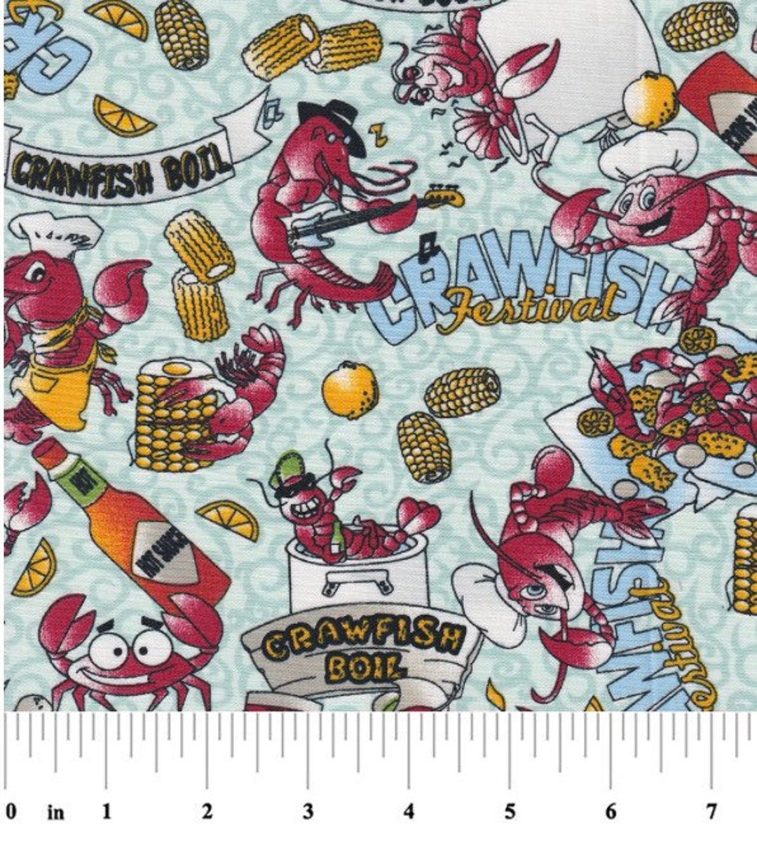 Crawfish Boil Cotton Fabric by Fabric Finders, Crawfish Cotton Fabric ...