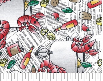 Crawfish Boil Cotton Fabric by Fabric Finders, Crawfish Cotton Fabric ...