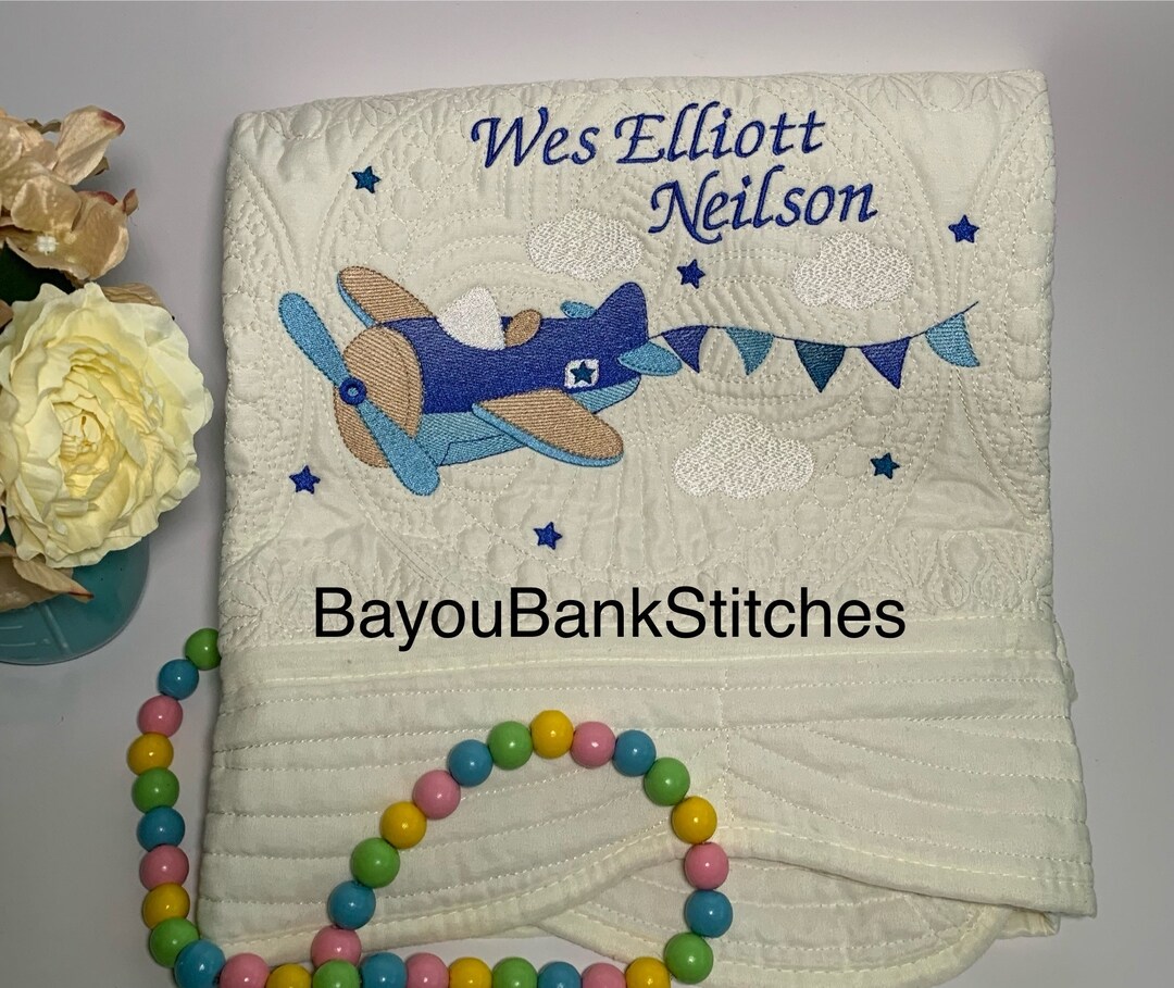Baby Quilt, Airplane Quilt, Personalized Quilt, Unisex Gift ...