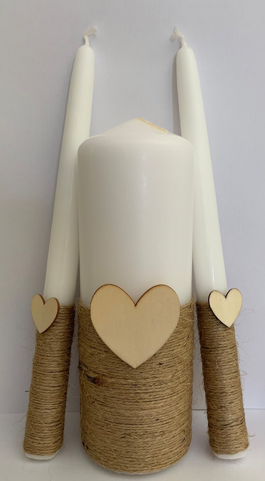 Unity Set With Burlap Twine and Timber Hearts - Etsy