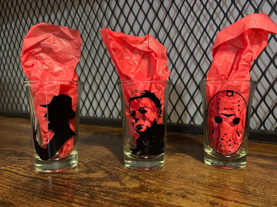 Set of 3 L Horror Shot Glasses | Spooky Movie Shots | Halloween Party ...