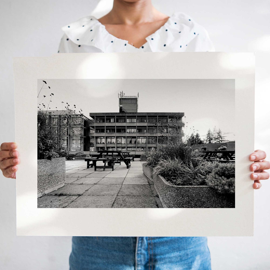 UEA Library Architecture Print, A3 Black & White Risograph Print ...