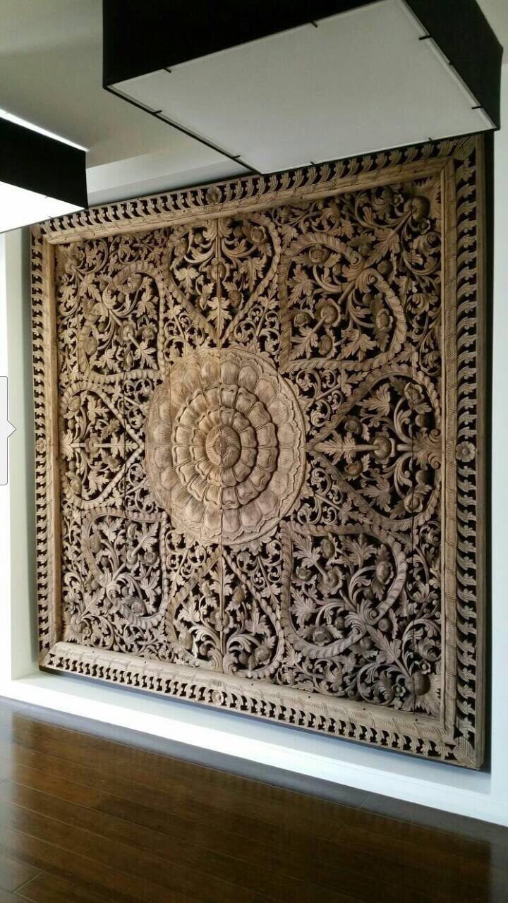 King Size Bed Headboard 8ft Carved Carving Teak Wood Art Panel White ...