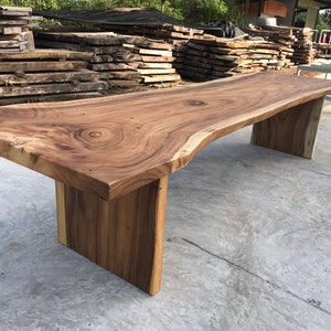 Live Edge Dining Table Acacia Wood Solid Slab Length C11 Long | Etsy