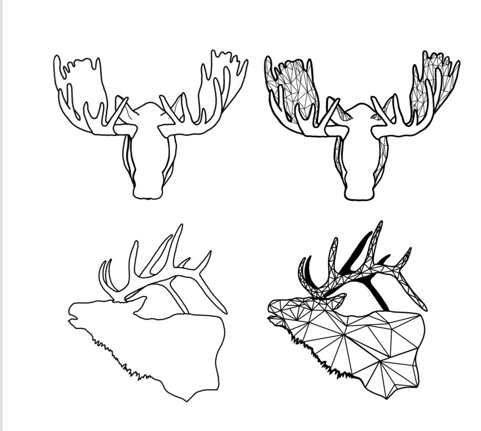 Moose & Elk - Geometric Wildlife - Digital Download - Etsy