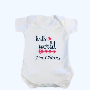 Hello World Personalised Baby Vest, Babygrow,bodysuit,grow,outfit New ...