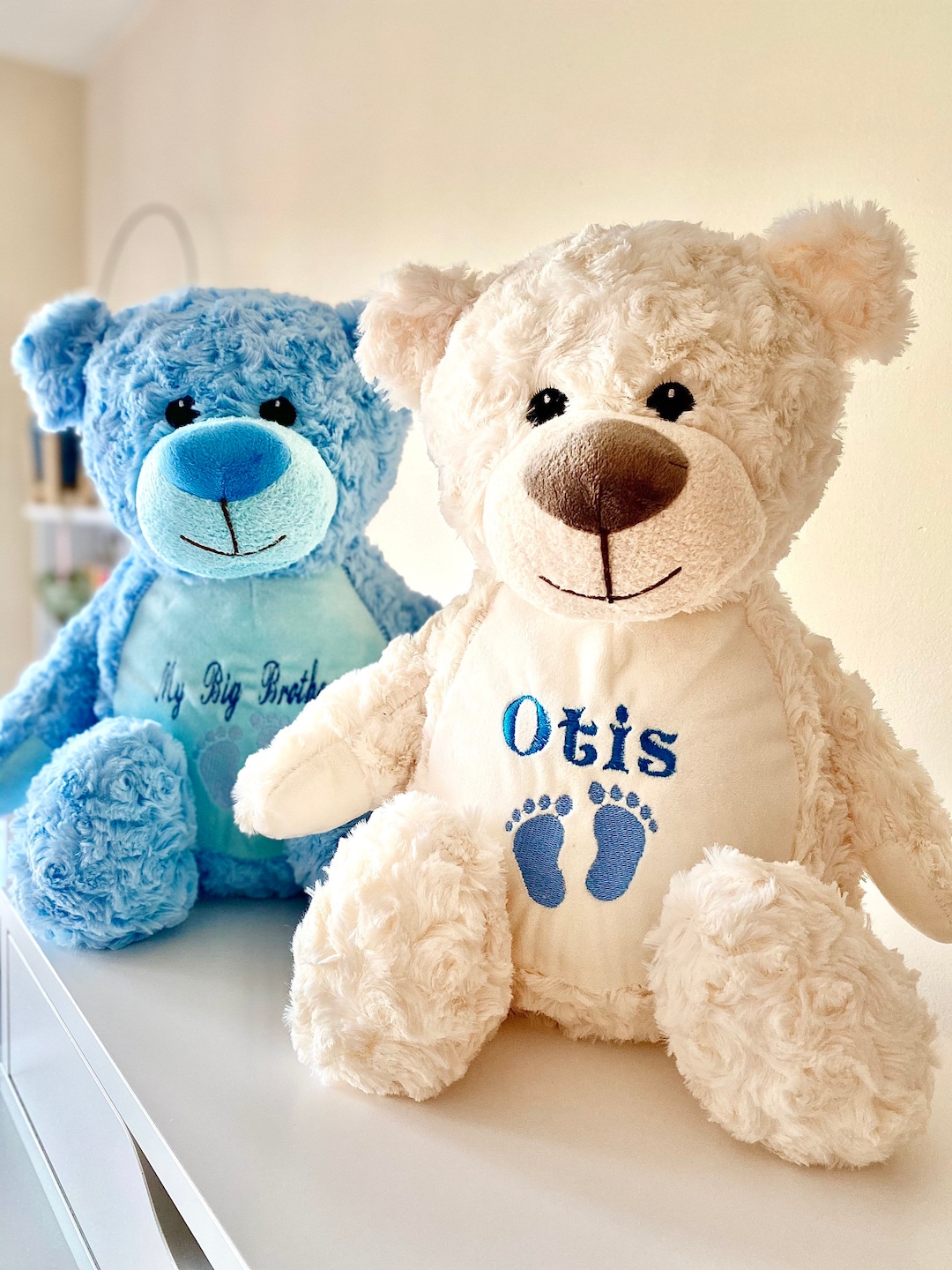 Personalised Teddy Bear Embroidered Baby Cubbie,girl Boy Feet Name Soft ...