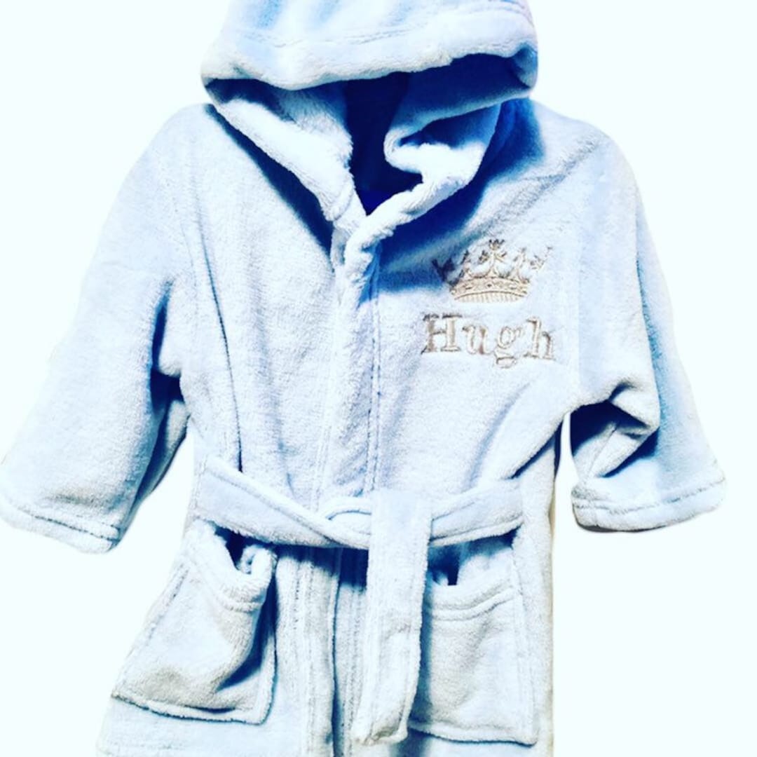Personalised Baby Dressing Gown, Bath Robe Embroidered Name, Dob ...